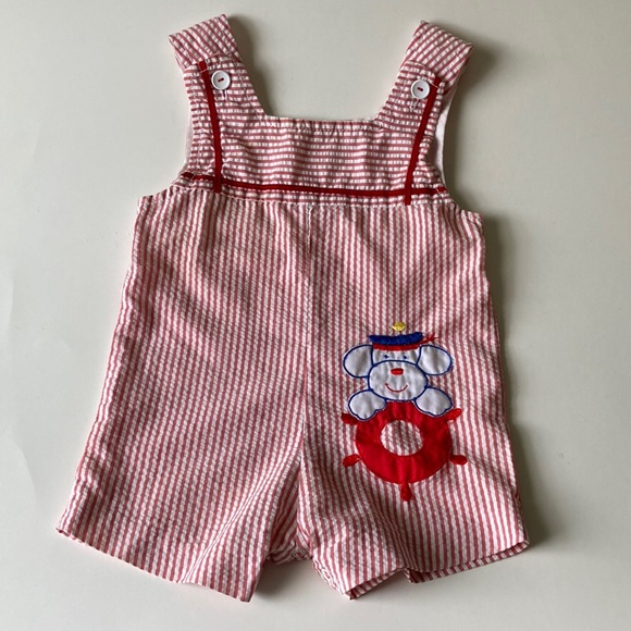 Vintage | Bottoms | Vintage Tiny Tots Red Seersucker Nautical Appliqu ...